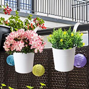 MorTime 10 Pack Metal Hanging Bucket Planter with Hook, 4 Inches Mini Round White Storage Basket for Plant Flower Pots Indoor Outdoor Home Garden Patio Lawn