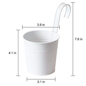 MorTime 10 Pack Metal Hanging Bucket Planter with Hook, 4 Inches Mini Round White Storage Basket for Plant Flower Pots Indoor Outdoor Home Garden Patio Lawn