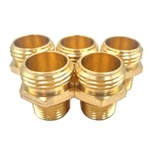 5 Pcs 3/4”GHT Male X 1/2”NPT Male Solid Brass Garden Hose Fittings Connectors Adapter,GHT To NPT Adapter Pipe Fitting Connect