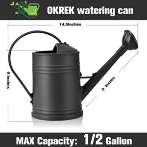 OKREK Watering Can Indoor Watering Cans for House Plants, Small Watering Can Indoor Plants, Plant Watering Can for Outdoor Plants Garden Flower (1/2 Gallon, Black)