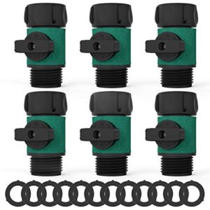 asgens garden hose shut off valve, garden hose turn off valve garden hose connector set with rubber washers 12 pc+ valve 6 pc, standard 3/4″ thread