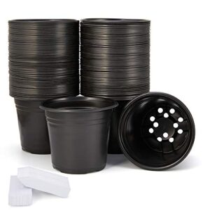 jeria 100-pack 0.5 gallon plant nursery pots, plastic pots for flower seedling, flower plant container seed starting pot, come with 100 pcs plant labels