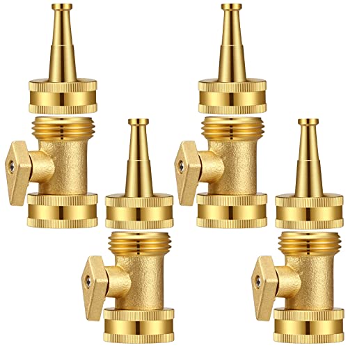 LEIFIDE 8 Pcs Brass Jet Nozzle Water Nozzle High Pressure Hose Nozzle with Garden Hose Shutoff Valve Brass Heavy Duty 3/4 Inch GHT Connector for Garden Hose