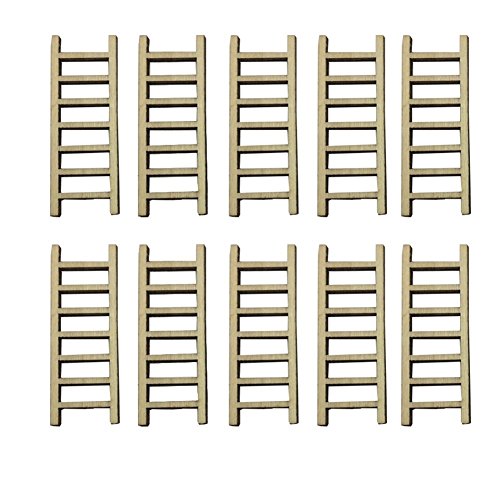 Tophappy Mini Ladders Fairy Garden Accessories ,Wood Step Ladder Set Micro Landscape Accessories for DIY Dollhouse Décor (10 Pcs Ladder)