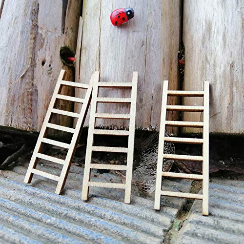 Tophappy Mini Ladders Fairy Garden Accessories ,Wood Step Ladder Set Micro Landscape Accessories for DIY Dollhouse Décor (10 Pcs Ladder)