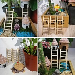 Tophappy Mini Ladders Fairy Garden Accessories ,Wood Step Ladder Set Micro Landscape Accessories for DIY Dollhouse Décor (10 Pcs Ladder)