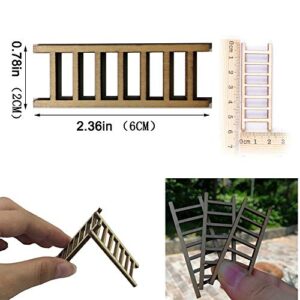 Tophappy Mini Ladders Fairy Garden Accessories ,Wood Step Ladder Set Micro Landscape Accessories for DIY Dollhouse Décor (10 Pcs Ladder)