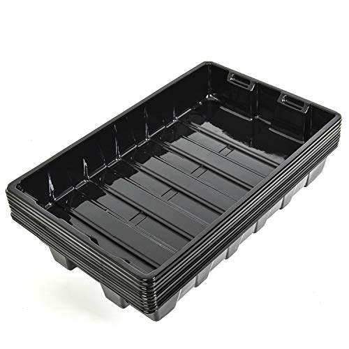 10 Pack Strong Plant Growing Trays, Extra Strength Durable Black Plastic Growing Trays (Without Drain Holes) for Greenhouse and Flowers, Wheatgrass, Sprouting, Plants Growing