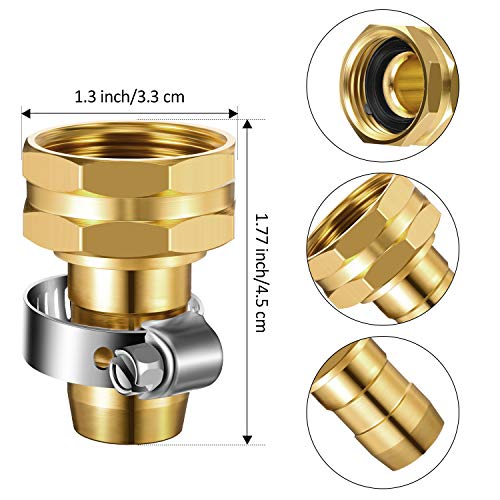 3 Pieces Aluminum Female Thread Shank Hose Menders Garden Hose Mender End Repair Kit Hose Connector Copper Fitting for 5/8 Inch or 3/4 Inch Standard Garden Hoses