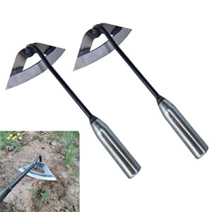 2pcs gardening tools hollow hoe, all-steel hardened hollow hoe, sharp durable garden weeding tools, hoe garden tool hand shovel weed puller for backyard loosening farm planting weeding (hand holding)