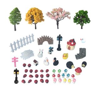 50 pcs fairy miniature ornament diy kit and 4 pcs artificial succulent plants for garden dollhouse decoration