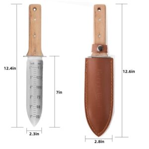 Berry&Bird Hori Hori Garden Knife, Gardening Knife with 7" Stainless Steel Serrated Blade, Japanese Gardening Tool with Leather Sheath and Sharpening Stone for Weeding, Digging, Cutting & Planting