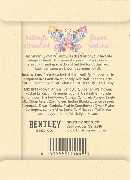 Make My Heart Flutter! 25 Bird & Butterfly Wildflower Seed Packets for Planting - A Beautiful Valentine's Day Gift - Flower Seeds - Garden Seed to Grow Live Plants - Bentley Seed Co.