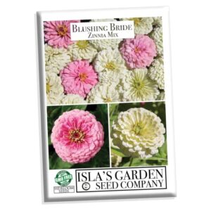 “blushing bride mix” zinnia seeds for planting, 200+ flower seeds per packet, (isla’s garden seeds), non gmo & heirloom seeds, botanical name: zinnia elegans, great home garden gift