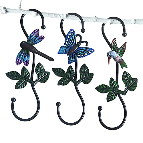 Sunnyac Large Decorative S Hooks, Set of 3 Solid Steel Plant Hangers, Beautiful and Vivid Plant Hook for Hanging Outdoor Indoor Garden Plants, Flower Baskets, Pots, Bird Feeders and Lanterns (BDB3)