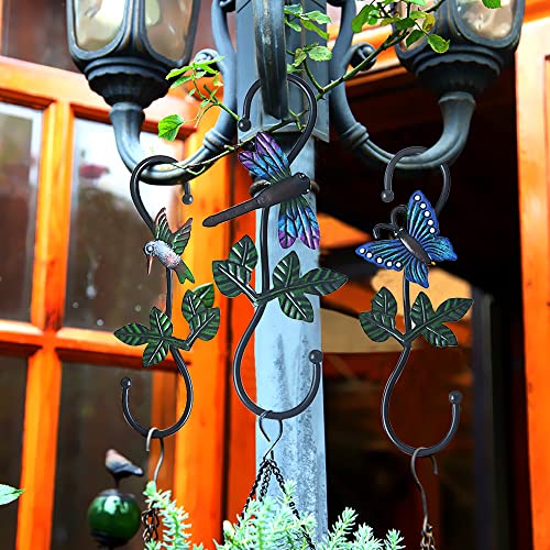 Sunnyac Large Decorative S Hooks, Set of 3 Solid Steel Plant Hangers, Beautiful and Vivid Plant Hook for Hanging Outdoor Indoor Garden Plants, Flower Baskets, Pots, Bird Feeders and Lanterns (BDB3)