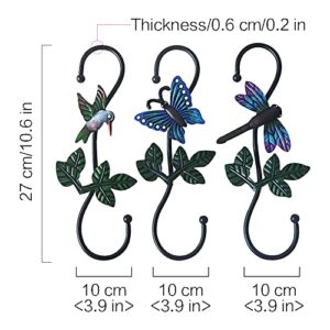 Sunnyac Large Decorative S Hooks, Set of 3 Solid Steel Plant Hangers, Beautiful and Vivid Plant Hook for Hanging Outdoor Indoor Garden Plants, Flower Baskets, Pots, Bird Feeders and Lanterns (BDB3)