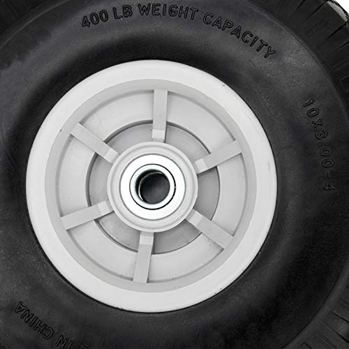 10" Flat Free Solid Tire Wheel,LIYYOO Flat Free Solid Rubber Replacement Tire for Garden Utility Cart Tires Snowblower Lawn Mower Wheelbarrow Generator Hand Cart (10" Diameter,5/8" Axle, 400 lb)