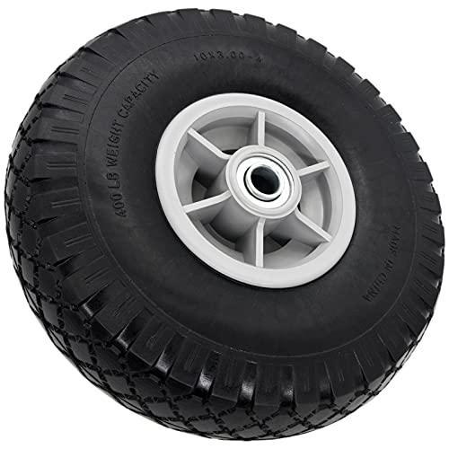 10" Flat Free Solid Tire Wheel,LIYYOO Flat Free Solid Rubber Replacement Tire for Garden Utility Cart Tires Snowblower Lawn Mower Wheelbarrow Generator Hand Cart (10" Diameter,5/8" Axle, 400 lb)