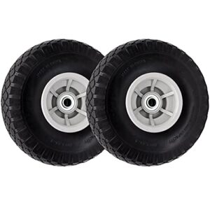 10" Flat Free Solid Tire Wheel,LIYYOO Flat Free Solid Rubber Replacement Tire for Garden Utility Cart Tires Snowblower Lawn Mower Wheelbarrow Generator Hand Cart (10" Diameter,5/8" Axle, 400 lb)