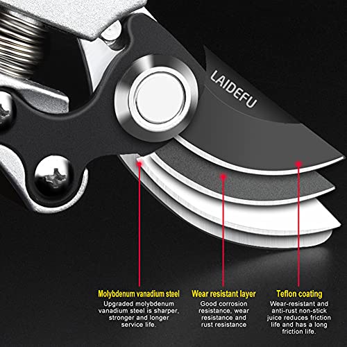 Garden Shears, Pruning Shears for Gardening Heavy Duty with Rust Proof Stainless Steel Blades, Garden Clippers Best Hand Pruners Ergonomic Gardening Tools