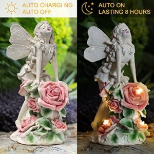 VASSTNESTAR Garden Angel Outdoor Decor Garden Statue,Solar Powered Outdoor Resin Statues-Patio Lawn Yard Porch, Funny Garden Angel Ornaments Figurines for Outside Garden Gifts (Prayer)