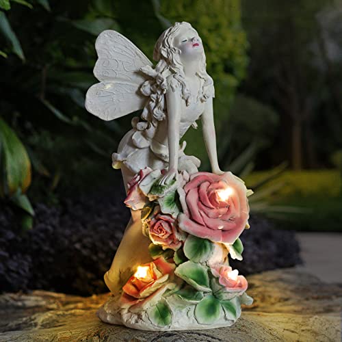 VASSTNESTAR Garden Angel Outdoor Decor Garden Statue,Solar Powered Outdoor Resin Statues-Patio Lawn Yard Porch, Funny Garden Angel Ornaments Figurines for Outside Garden Gifts (Prayer)