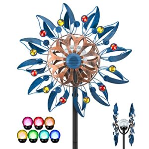 solar wind spinner retro spinner, waterproof outdoor metal wind sculpture for patio, lawn & garden decor