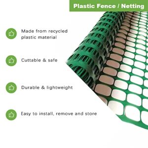 KALYSIE Safety Fence Plastic Mesh Fencing Roll, 4'x100' Feet 1 Roll with 100 Zip Ties, Temporary Reusable Netting for Snow Fence, Garden, Construction and Animal Barrier (Green MW 10.71 lb/roll)