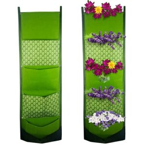 miyori indi- deeper bigger 5 pocket hanging vertical garden wall planter yard garden home decoration planters pockets fabric felt fence indoor wall garden planter jardin balcony waterproof (green)