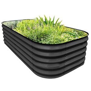 pintia1 steel raised garden beds for vegetables flowers, large outdoor planter herbs garden bed galvanised steel (6x3x1.45 ft, charcoal grey)