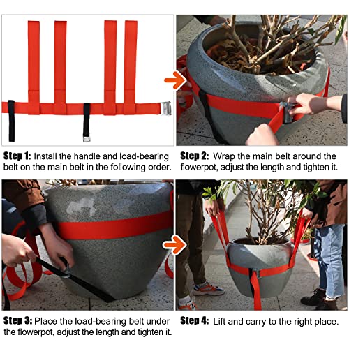 Plant Moving Straps Garden Lifting Dolly for Heavy Potted, Flower Pots, Planters, Rocks, Landscaping Plant Pot Mover for 2 Person Potted Plant Mover Lift up to 880 lbs