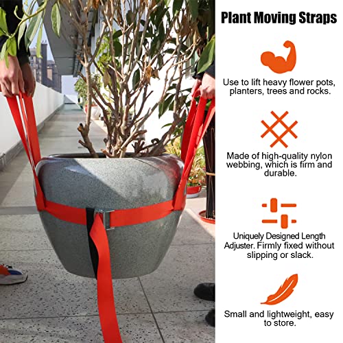 Plant Moving Straps Garden Lifting Dolly for Heavy Potted, Flower Pots, Planters, Rocks, Landscaping Plant Pot Mover for 2 Person Potted Plant Mover Lift up to 880 lbs