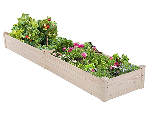 FDW Raised Garden Bed,Elevated Wood Planter Box Outdoor and Indoor Planter Box Garden Grow Box Patio Gardening Planter Box for Vegetable Flower(Natural) (96Lx24.5Wx10.5H)