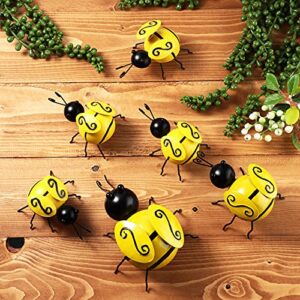 hotop 6 pcs metal bee decorations metal bee wall decor garden yard fence 3d iron art sculpture ornaments for lawn yard bedroom room wall decor