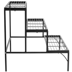 DOEWORKS 3 Tier Stair Style Metal Plant Stand, Garden Shelf for Large Flower Pot Display Rack Indoor Outdoor, Black