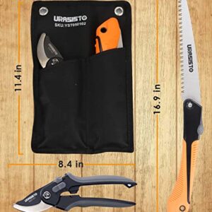 Garden Tool Set URASISTO Folding Saw, Garden Pruning Shears,Gardening Tool Kit with Roll Up Carry Bag Included, Ideal Garden Tool Kit Gifts for Women and Men