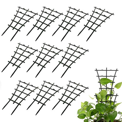 GWOKWAI 12Pcs Plant Climbing Trellis Supports, DIY Garden Mini Superimposed Potted Plant Support Plastic Pot Plant Stem Support Wire for Indoor Outdoor Vines Flower Vegetable