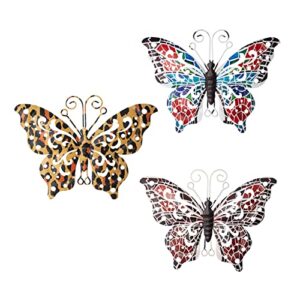 dreamskip 3 pack metal butterfly wall decor, outdoor wall art, metal butterflies wall sculpture for garden, patio, fence, yard, balcony decoration