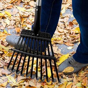 HOMIMP Adjustable Garden Leaf Rake,34" - 55" Adjustable Lightweight Aluminum Handle 11 Tines Rake,8" Inch Wide,for Gardeners,Kids Leaf Rake,Detachable Garden Rake,Easy to Carry (Black)