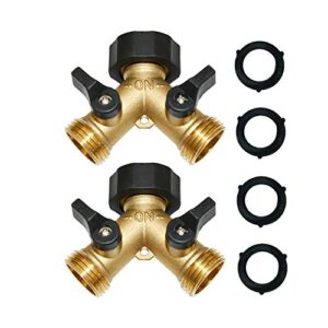 hqmpc 2 pcs hose splitter 2 way valve garden hose y splitter hose splitter garden hose splitter 2 way faucet splitter 3/4″female &2 male 3/4″ ght