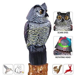 AndBird Plastic Owl Decoy to Scare Birds Away with Rotating Head/Eyes,Garden Owl for Bird Control,Owl Scarecrow Statues as The Yard Decoration,Shape Outdoor