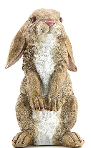 Bellaa Rabbit Statue Curious Cute Standing Bunny Outdoor Garden Patio Lawn Farmhouse Bunnies Figurine Rustic Sculpture 10 inch Home Decor Presents for Mom Gifts for Grandma