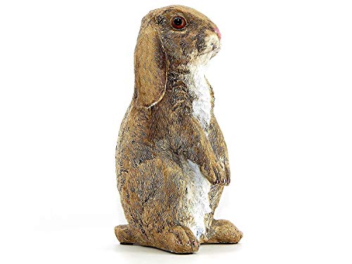 Bellaa Rabbit Statue Curious Cute Standing Bunny Outdoor Garden Patio Lawn Farmhouse Bunnies Figurine Rustic Sculpture 10 inch Home Decor Presents for Mom Gifts for Grandma