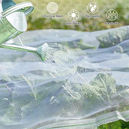 Garden Mesh Netting Kit,10x30ft Plant Cover Fine Mesh Netting with 6pcs Garden Hoops & 12 Clips,Bird Netting for Garden Protection for Fruit Vegetable Flowers Greenhouse Crop Net Row Covers