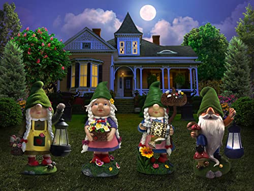 Gnomes Garden Gnomes Lady - Garden Sculptures & Statues Solar Female Garden Gnomes Outdoor Funny Knomes - Funny Garden Gnome Gifts Lights - Garden Gifts Gnomes Decor Gnomes Garden Decorations (13in)