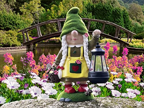 Gnomes Garden Gnomes Lady - Garden Sculptures & Statues Solar Female Garden Gnomes Outdoor Funny Knomes - Funny Garden Gnome Gifts Lights - Garden Gifts Gnomes Decor Gnomes Garden Decorations (13in)