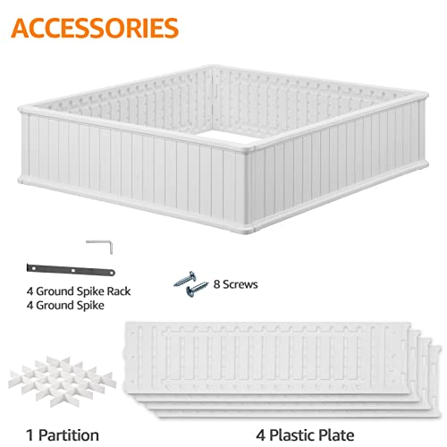 Leisurelife 4X4FT Raised Garden Bed Kit for Gardening,Elevated Plastic Planter Box for Vegetables Flowers, Herbs, Fruits