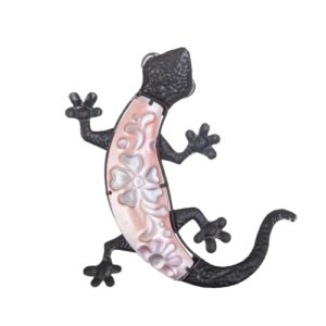 dreamskip 12.8" Metal Gecko Wall Decor Premium Glass Lizard Wall Hanging Art Decorations Wall Sculpture for Garden Patio,Fence Decor, Bedroom,Living Room