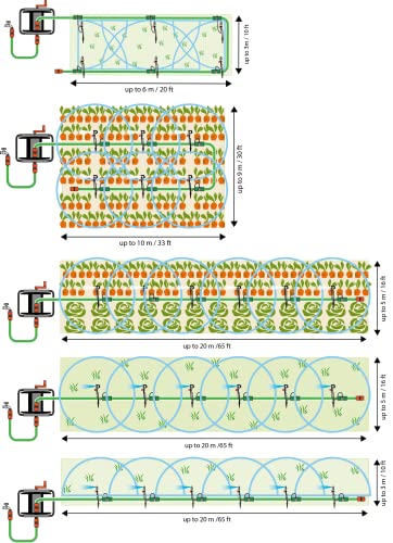 Lily's Home Above Ground Sprinkler System. DIY Irrigation System for Raised Garden Bed, Grass, Shrubs, Flowers, Vegetables. 6 Micro Sprinklers Set Connecting Directly to Your Garden Hose